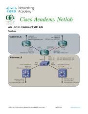 Cisco CCNP Encore V8 6 1 3 Lab Implement VRF Lite Pdf Lab 6 1 3 Implement VRF Lite
