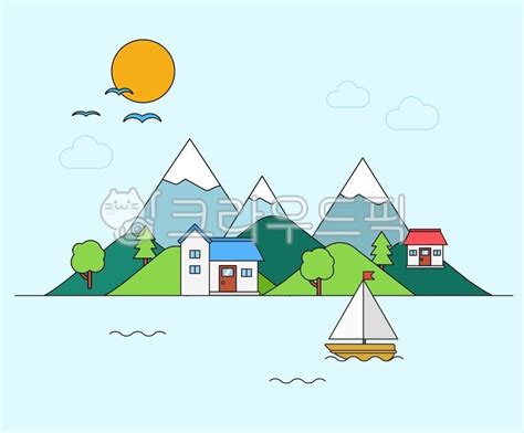 산 바다 요트 강 해 사진 이미지 일러스트 캘리그라피 프레즌트작가