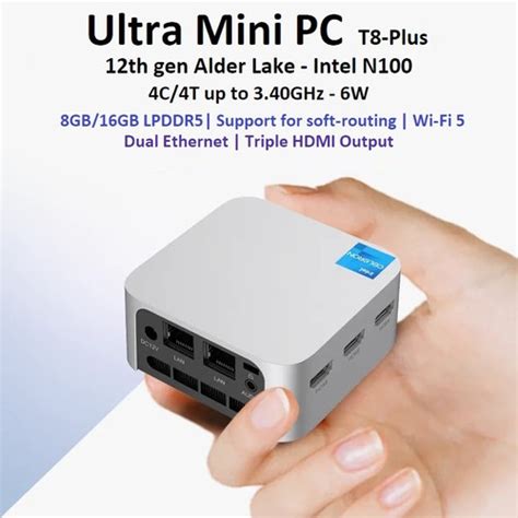 Jual Ultra Mini Pc Win 11 Intel 8gb 16gb Ddr5 Ssd Htpc Hdmi Ethernet T8 Plus 8gb 256gb