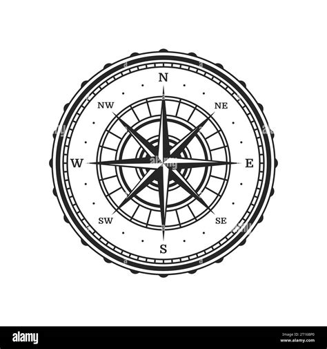 Old Compass Vintage Map Wind Rose Star With Vector Arrows Of North