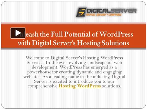 Ppt Unleash The Full Potential Of Wordpress With Digital Servers Hosting Solutions Powerpoint