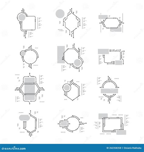 Set Of Printed Circuit Board Pattern Frames Stock Vector Illustration Of Information Electric