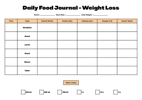 Weight Watchers Food Journal 10 Free Pdf Printables Printablee