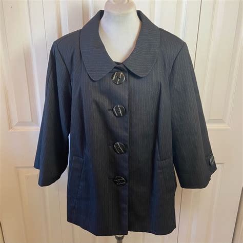 Lane Bryant Jackets And Coats Lane Bryant Charcoal Gray Pinstripe