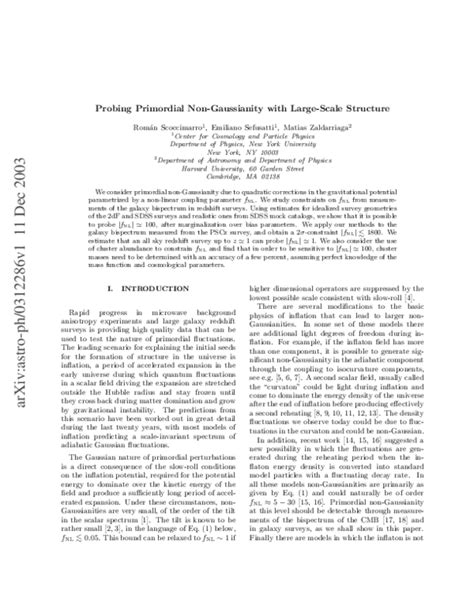 Pdf Probing Primordial Non Gaussianity With Large Scale Structure