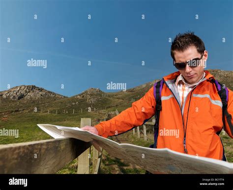 Man With Map Stock Photo Alamy