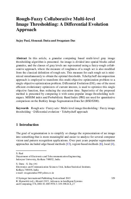 Pdf Rough Fuzzy Collaborative Multi Level Image Thresholding A