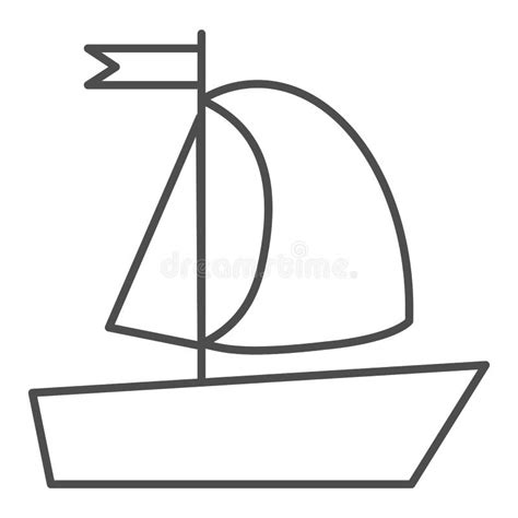 Yacht Thin Line Icon Sailboat Vector Illustration Isolated On White Stock Vector Illustration