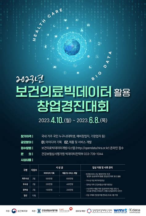 2023년 보건의료빅데이터 활용 창업경진대회 공모전 대외활동 링커리어