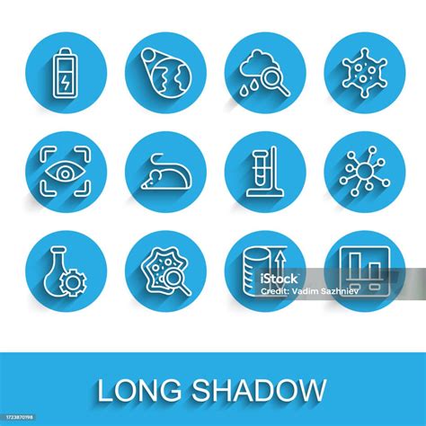 라인 시험관 돋보기 아래의 미생물 배터리 높이 기하학적 그림 그래프 차트 인포그래픽 실험용 마우스 분자 및 플라스크를 스탠드