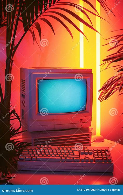 Old Retro Personal Computer With Vintage Crt Display Obsolete Old