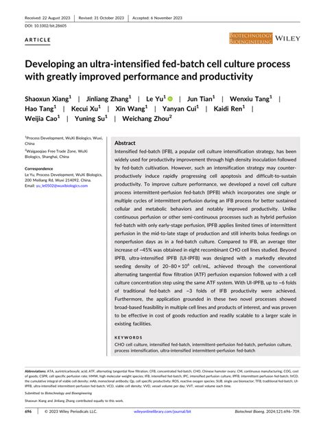 Developing An Ultra‐intensified Fed‐batch Cell Culture Process With Greatly Improved Performance