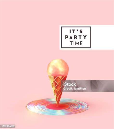사실적인 아이스크림핑크 포스터 3d 아이스크림을 가진 배경 3차원 형태에 대한 스톡 벡터 아트 및 기타 이미지 3차원 형태 아이스크림 장미색 Istock