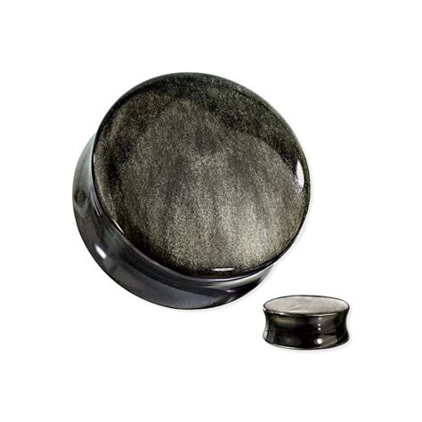 double flared golden obsidian stone plug my body jewel