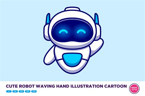 Cute Robot Waving Hand Illustration Graphic By Catalyststuff · Creative Fabrica