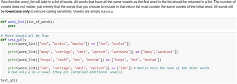 Your Function Word List Will Take In A List Of Words Chegg