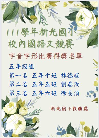 111校內國語文競賽得獎名單