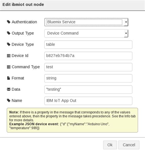 Mqtt Node Red Iot Foundation Out Node Not Sending Commands Stack Overflow