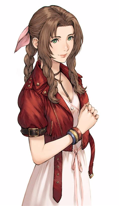 aerith gainsborough final fantasy and 2 more drawn by makimura