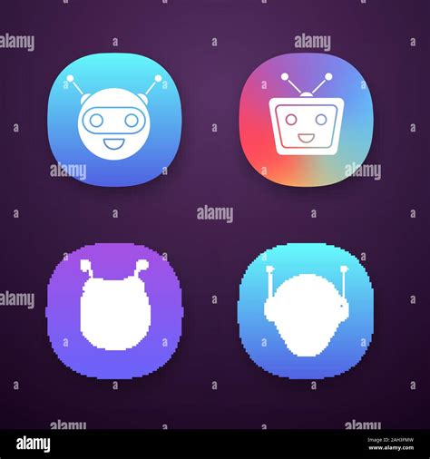 chatbots app icons set ui ux user interface talkbots laughing virtual assistants