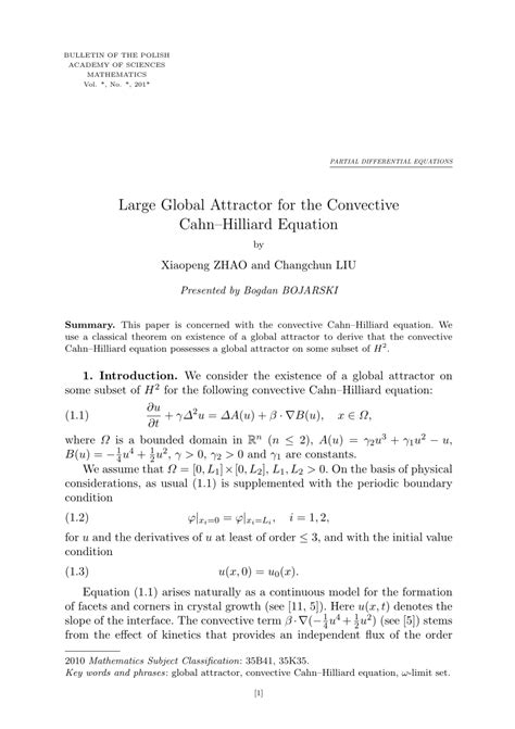 Pdf Global Attractor For The Convective Cahn Hilliard Equation
