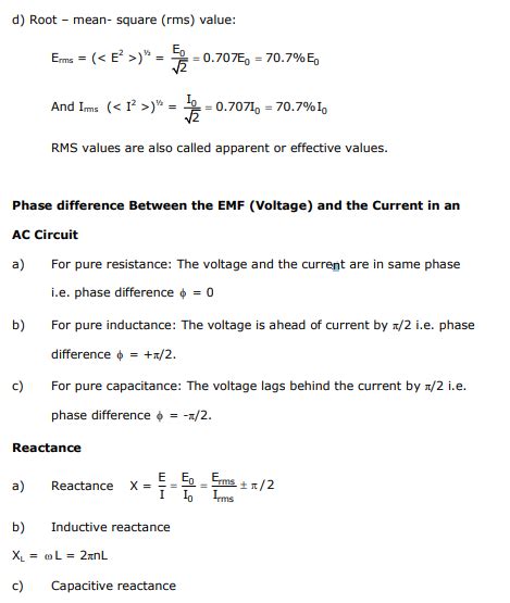 Cbse Class 12 Physics Alternating Current Notes Set A