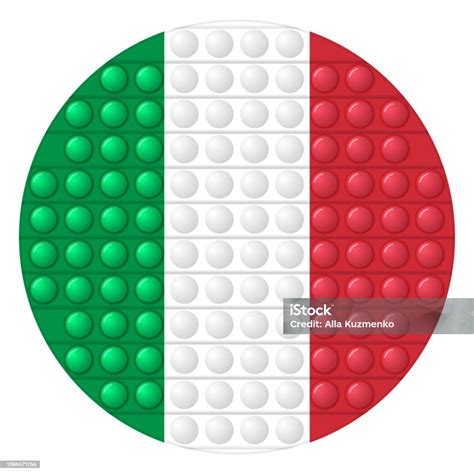 이탈리아의 국기와 유리 빛 공 둥근 구 템플릿 아이콘 이탈리아 국가 상징 광택 사실적 공 3d 벡터 일러스트 트렌디 한 안티 스트레스 게임 팝 간단한 보조개 큰 거품 3차원
