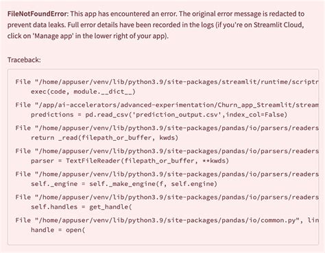 File Not Found Error For An App That Was Working Previously ☁️