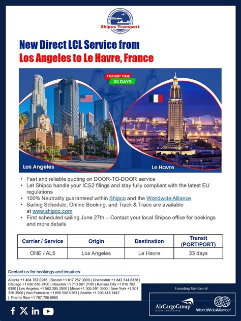New Direct Lcl Service From Los Angeles To Le Havre France Worldwide