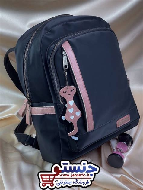 کوله پشتی زنانه و دخترانه چرم فانتری دانشجویی آویز گربه ای New کد 4403