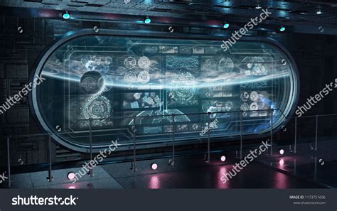 Dark Spaceship Interior Space Control Panel Stock Illustration 1173751696 Shutterstock