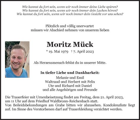 Traueranzeigen Von Moritz M Ck Schwarzw Lder Bote Trauer