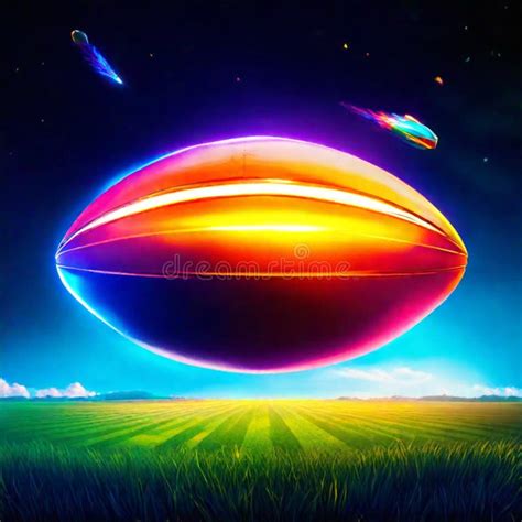 Illustration Of A Flying Saucer In The Night Sky 3d Rendering Generative Ai Stock Illustration