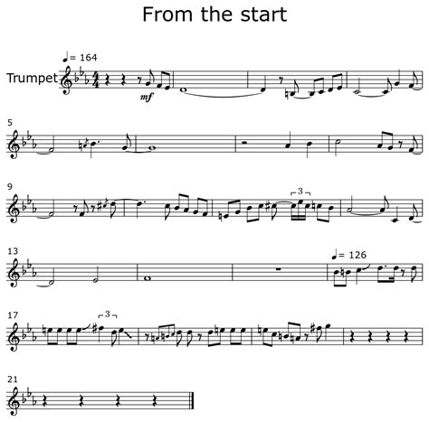 From The Start Sheet Music For Trumpet