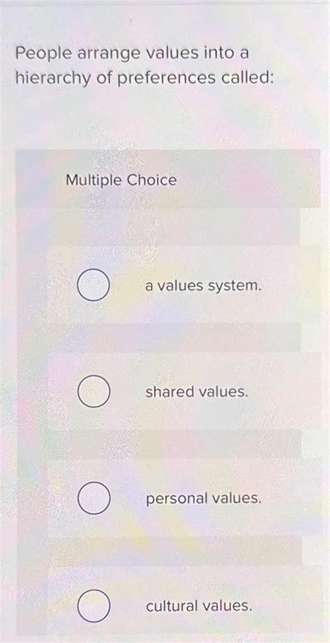 solved people arrange values into a hierarchy of preferences
