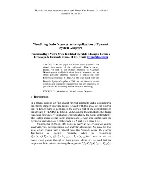 Pdf Visualizing Bezier´s Curves Some Applications Of Dynamic System Geogebra