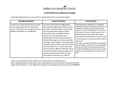 CJ Module Four Assignment Template CJ Module Four Assignment Template Complete The
