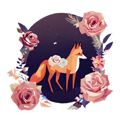 Sweet Fox With Flowers Creative Fabrica