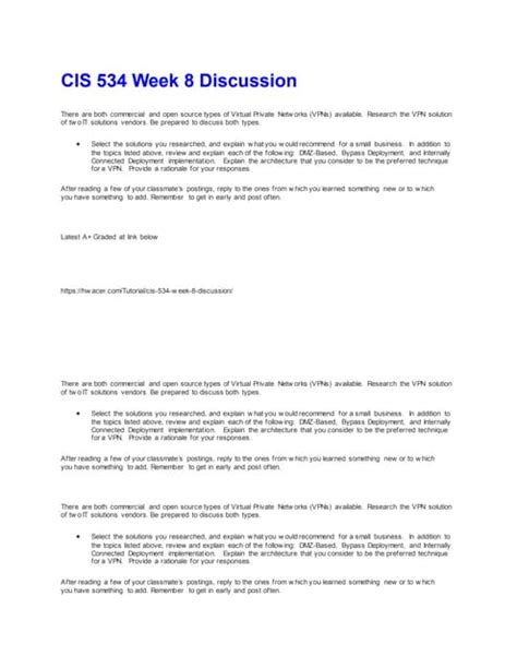 Cis 534 Week 8 Discussion Docx Computer Networking Computing