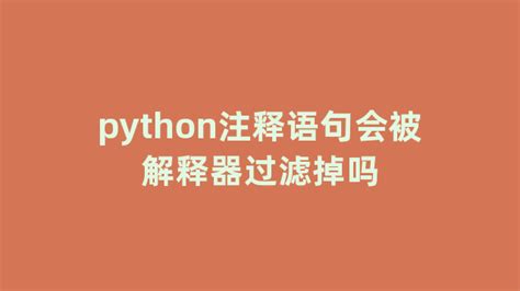 python注释语句会被解释器过滤掉吗 Python基础教程