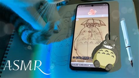 Asmr 🖊️🌱 Dibujando A Totoro Sonidos De Lápiz Papel Y Más Asmr No Talking Youtube