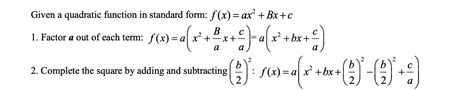 Solved Given A Quadratic Function In Standard Form