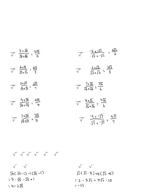 Rationalizing The Denominators With Conjugates Pdf Arithmetic Mathematical Notation