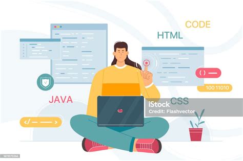 Work Of Developer And Coder With Interactive Interface Coding With Computer Language Stock