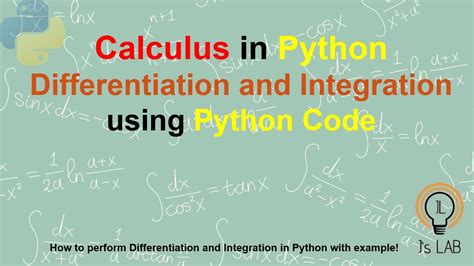 Calculus Using Python Code Differentiation And Integration Using Python Code Youtube
