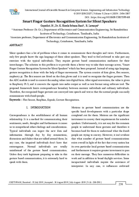 Pdf Smart Finger Gesture Recognition System For Silent Speakers