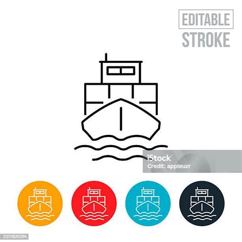 화물선 운송 선적 컨테이너 얇은 선 아이콘 편집 가능한 스트로크 0명에 대한 스톡 벡터 아트 및 기타 이미지 0명 공급망 교통수단 Istock