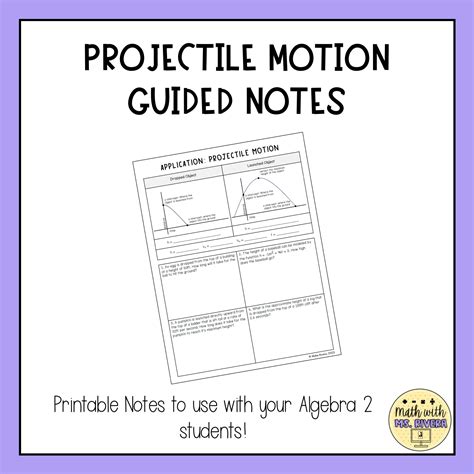 Projectile Motion Guided Notes For Algebra 2 Made By Teachers