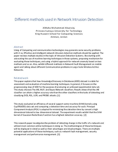 Pdf Different Methods Used In Network Intrusion Detection