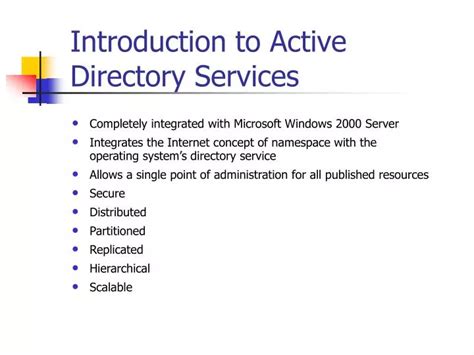 ppt introduction to active directory services powerpoint presentation